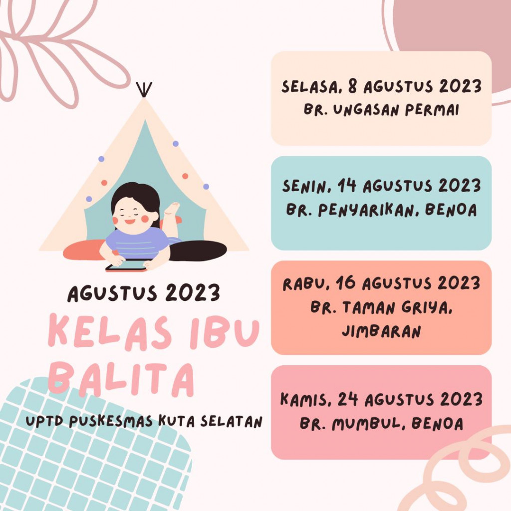 JADWAL KELAS IBU DAN BALITA AGUSTUS 2023 | Puskesmaskutaselatan Badung